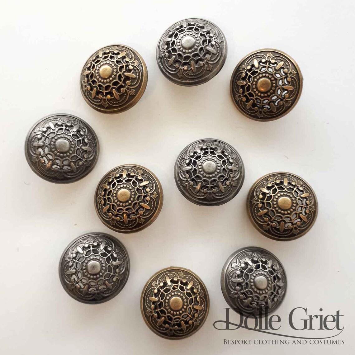 Metal Buttons With Geometric Design Set of 5 | Etsy