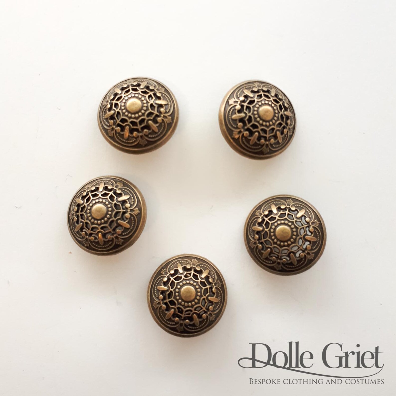 Metal Buttons With Geometric Design Set of 5 | Etsy