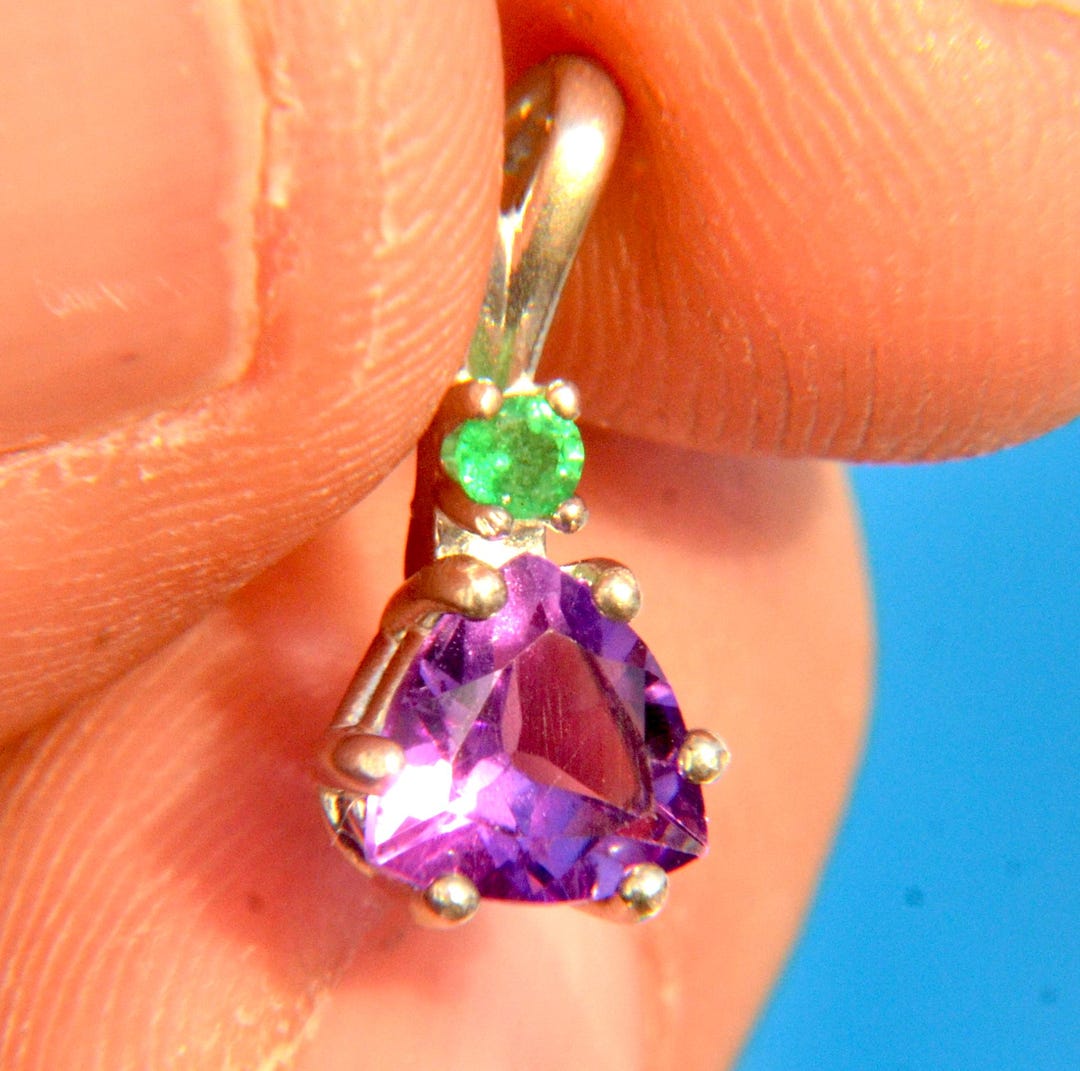 Trillion Amethyst and African Emerald Pendant - 1ct - Etsy