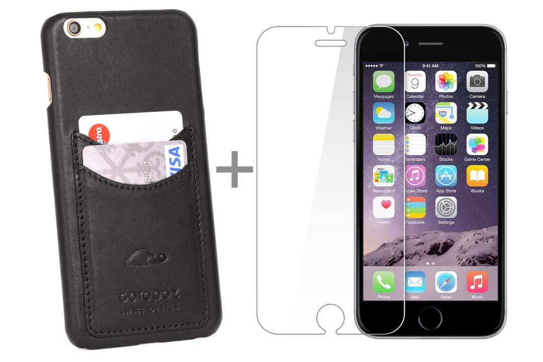 IPhone 6 Plus Leather Case - With Screen Protection Glass - Cards ...