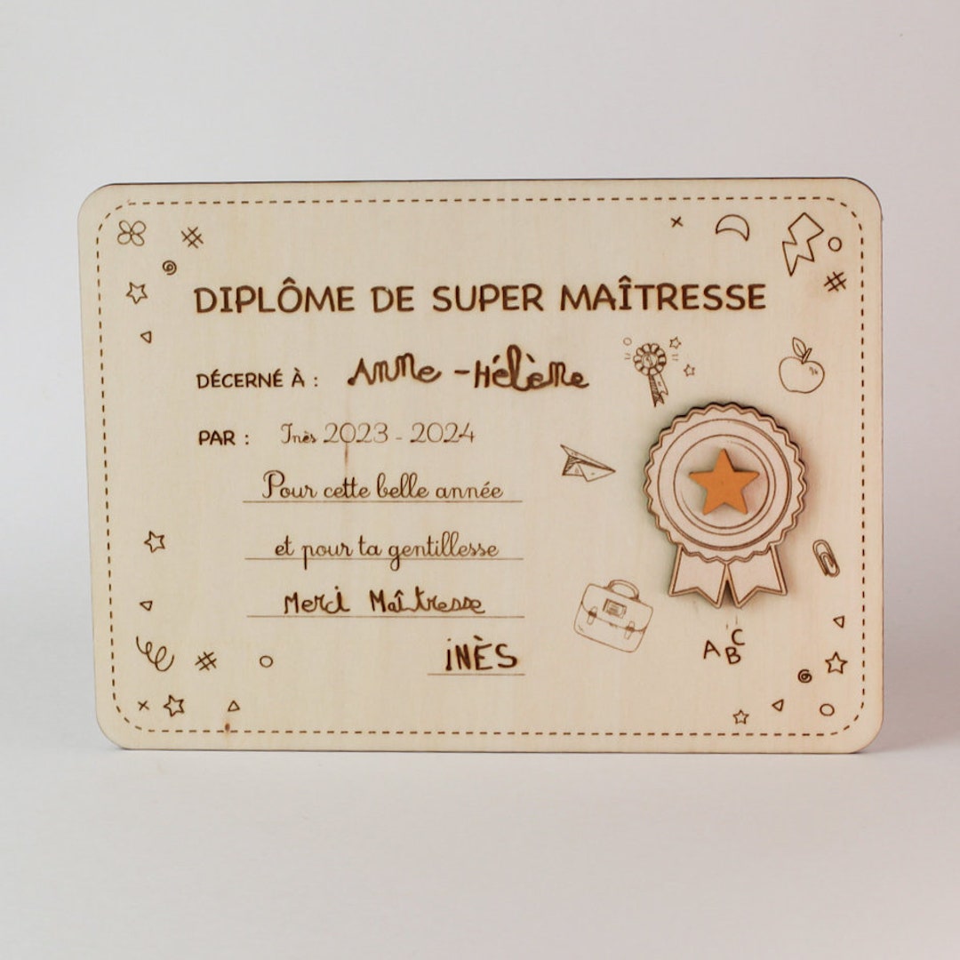 Wooden Super Teacher Diploma – Unique and Handmade Gift - Etsy