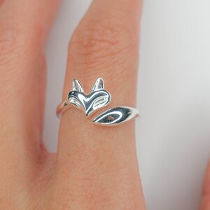 925 Sterling Silver Fox Adjustable Ring, Adjustable Ring, Fox Ring ...