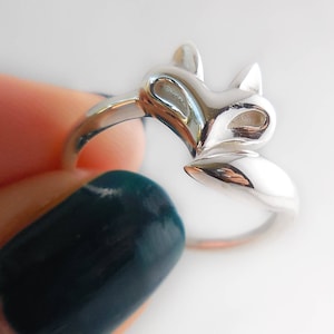 925 Sterling Silver Fox Adjustable Ring, Adjustable Ring, Fox Ring ...