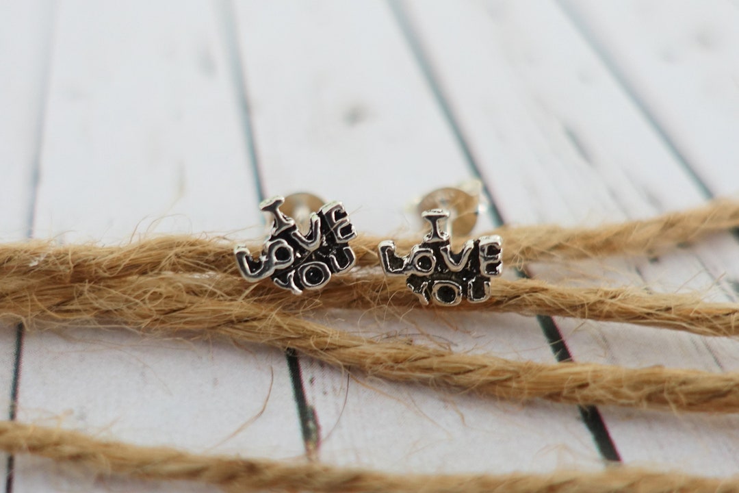 925 Sterling Silber I Love You Ohrstecker, I love You Ohrringe ...