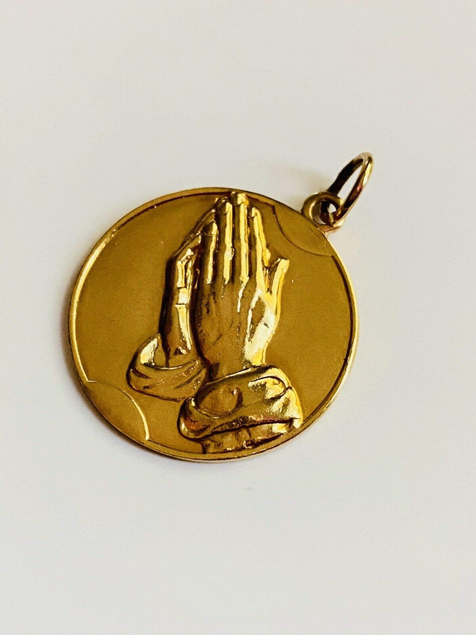 14K Yellow Gold Praying Hands Serenity Prayer Charm 7.9 Grams - Etsy