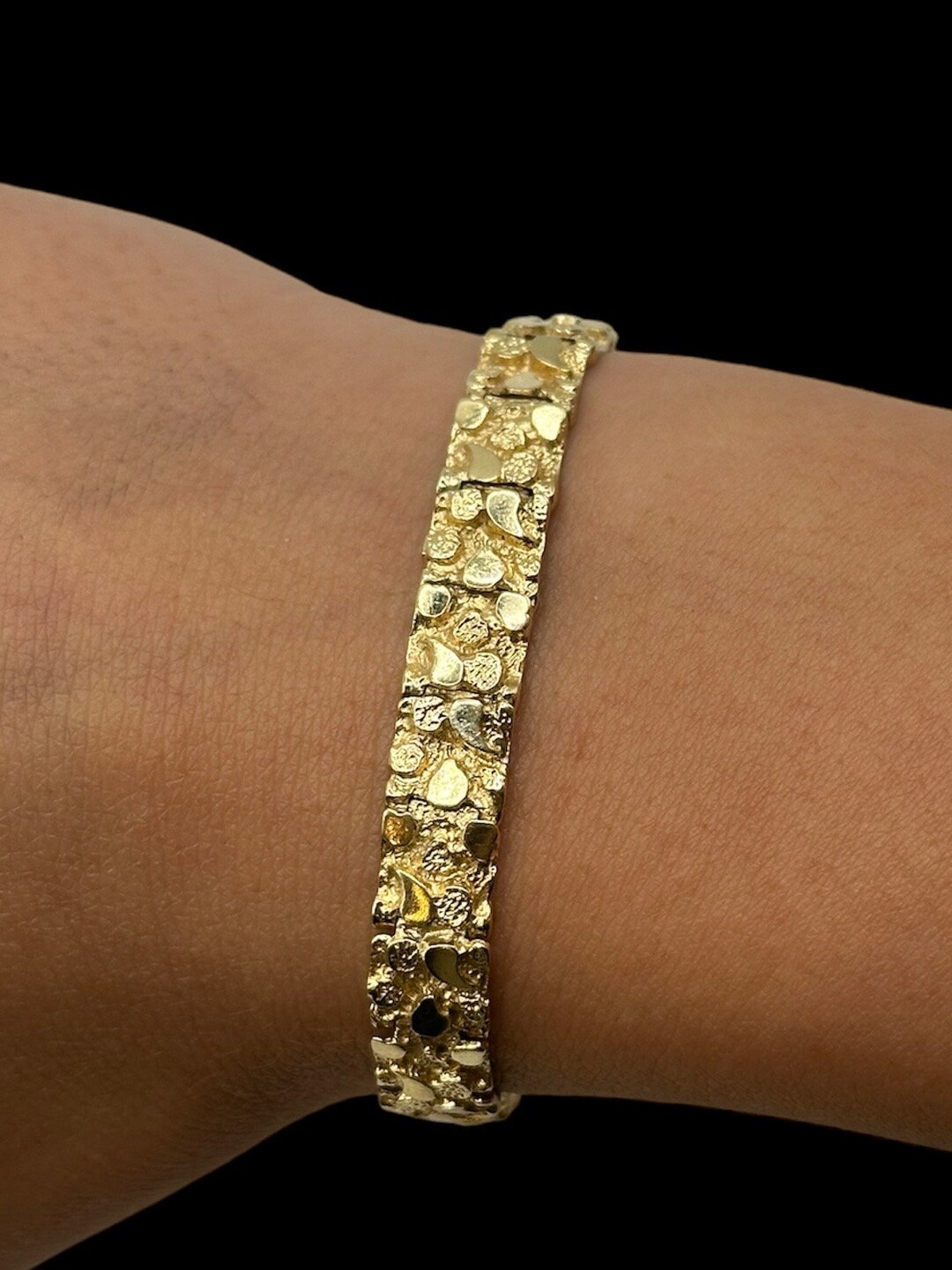 14k Yellow Gold Nugget Chain Bracelet - Etsy