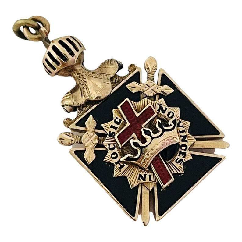 Vintage 10K Gold Knights Templar Masonic "in Hoc Signo Vinces" Pendant ...