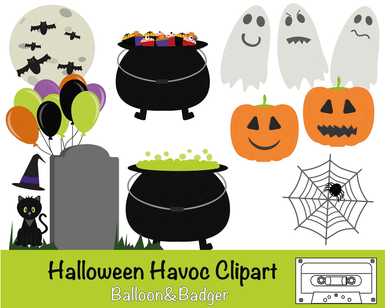 Halloween Havoc Clipart Cake Toppers Scrapbooking - Etsy