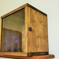 45 X 16 X 2 1/2 Wooden Shadow Box / Hinged Glass Lid / Display Case Box ...