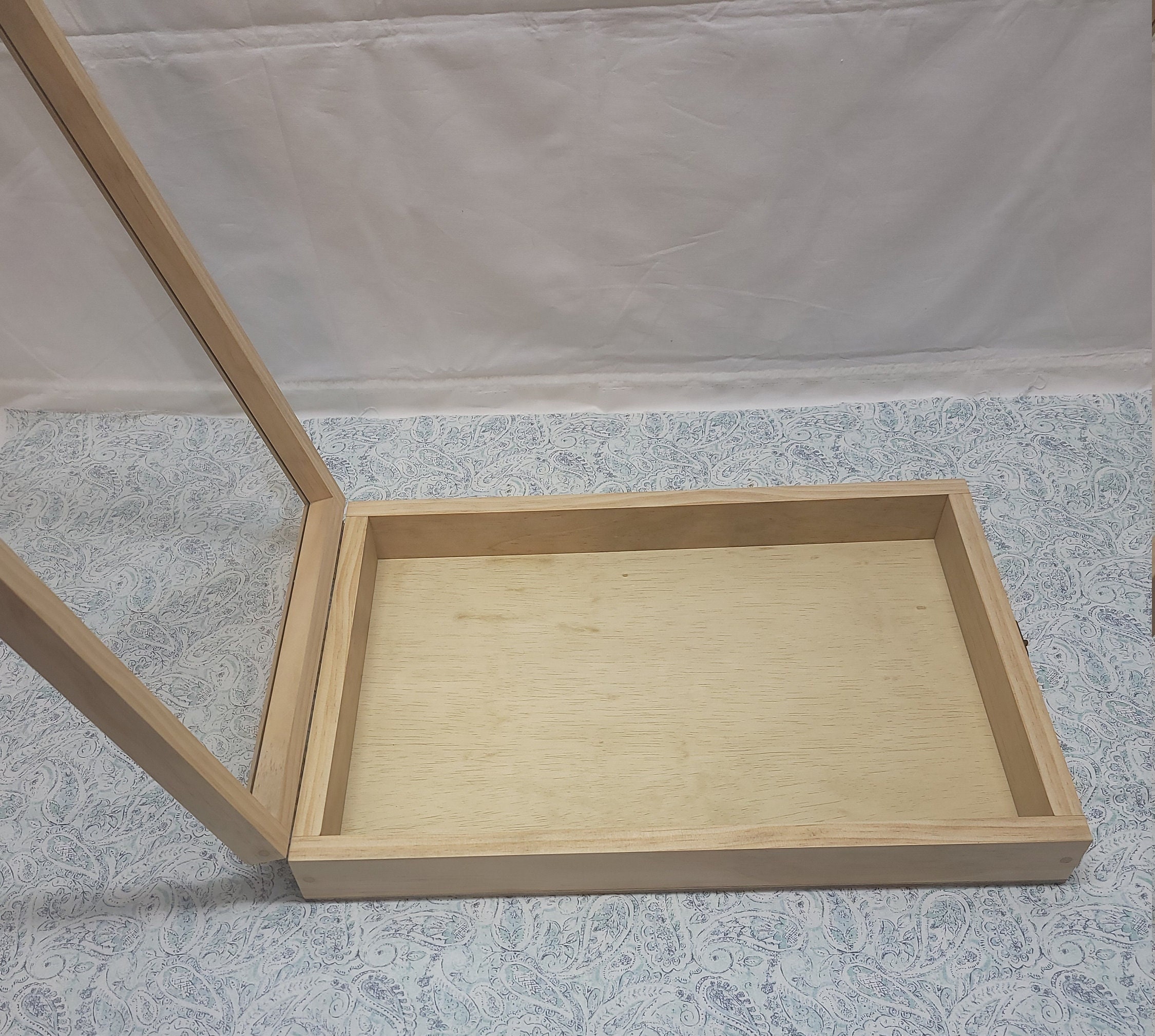 12 X 18 X 2 1/2 Wooden Shadow Box / Hinged Glass Lid / Display - Etsy