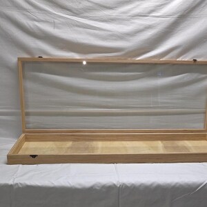 45 X 16 X 2 1/2 Wooden Shadow Box / Hinged Glass Lid / Display Case Box ...