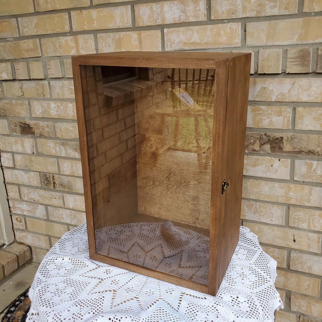 19 X 12 X 9 Wooden Shadow Box / Hinged Glass Lid / Large Display Case ...