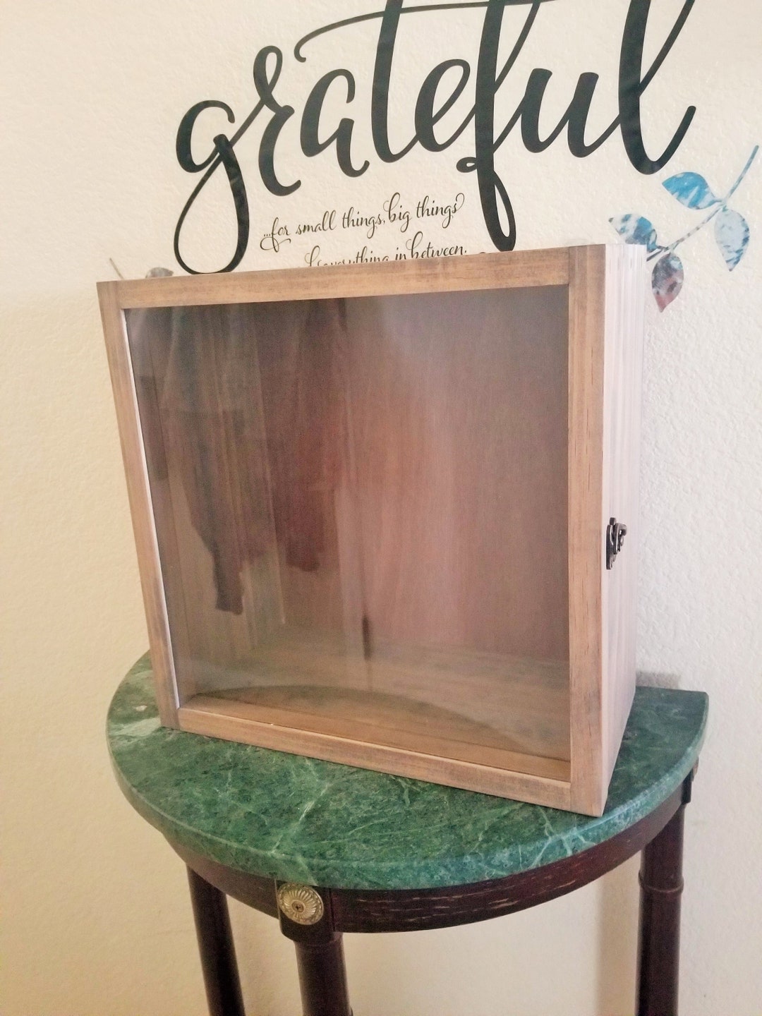 12 X 12 X 5 Wooden Shadow Box / Hinged Glass Lid / Display Case Box ...