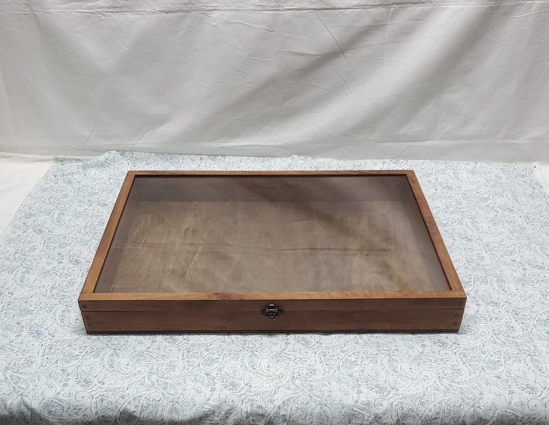 16 X 22 X 2 Wooden Shadow Box / Hinged Glass Lid / Large Hinges / Made ...