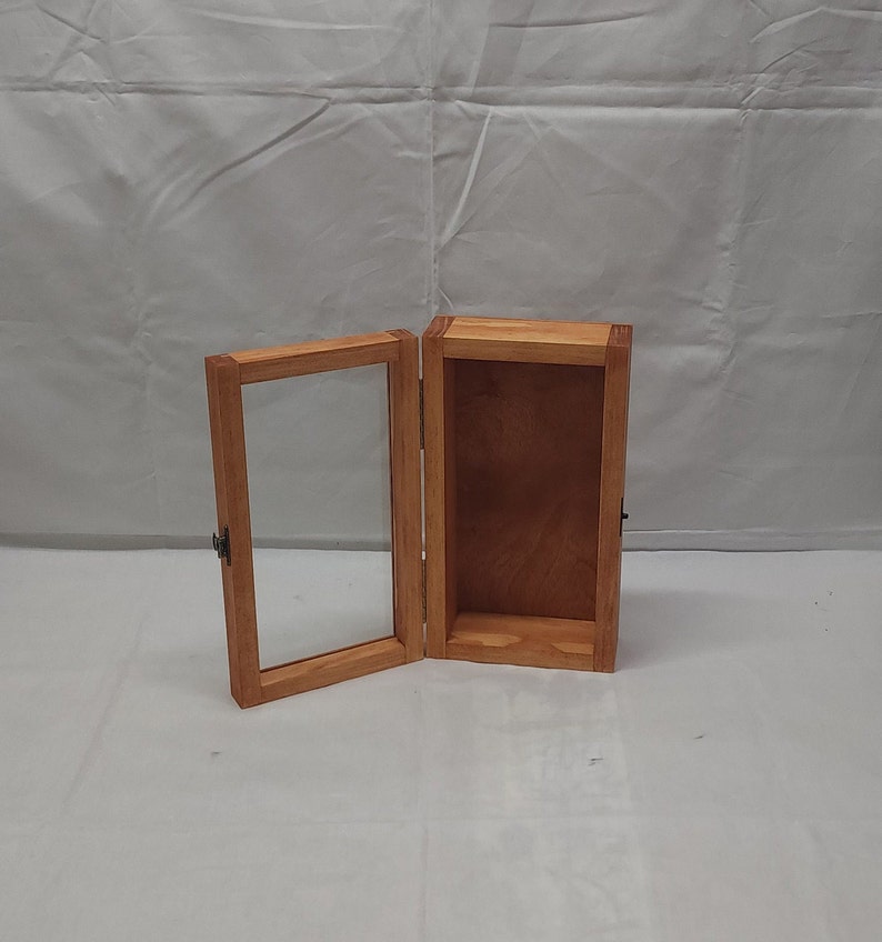 11 X 5 1/2 X 3 1/4 Wooden Shadow Box / Hinged Glass Lid / Display Case ...