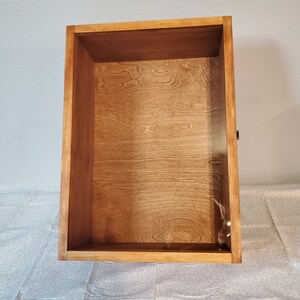 18 X 12 1/2 X 5 1/4 Wooden Shadow Box / Hinged Glass Lid / Display Case ...