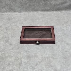4 X 7 X 3/4 Wooden Shadow Box / Hinged Glass Lid / Display Case Box ...