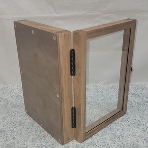 10 X 6 3/4 X 2 Wooden Shadow Box / Hinged Glass Lid / Display Case Box ...