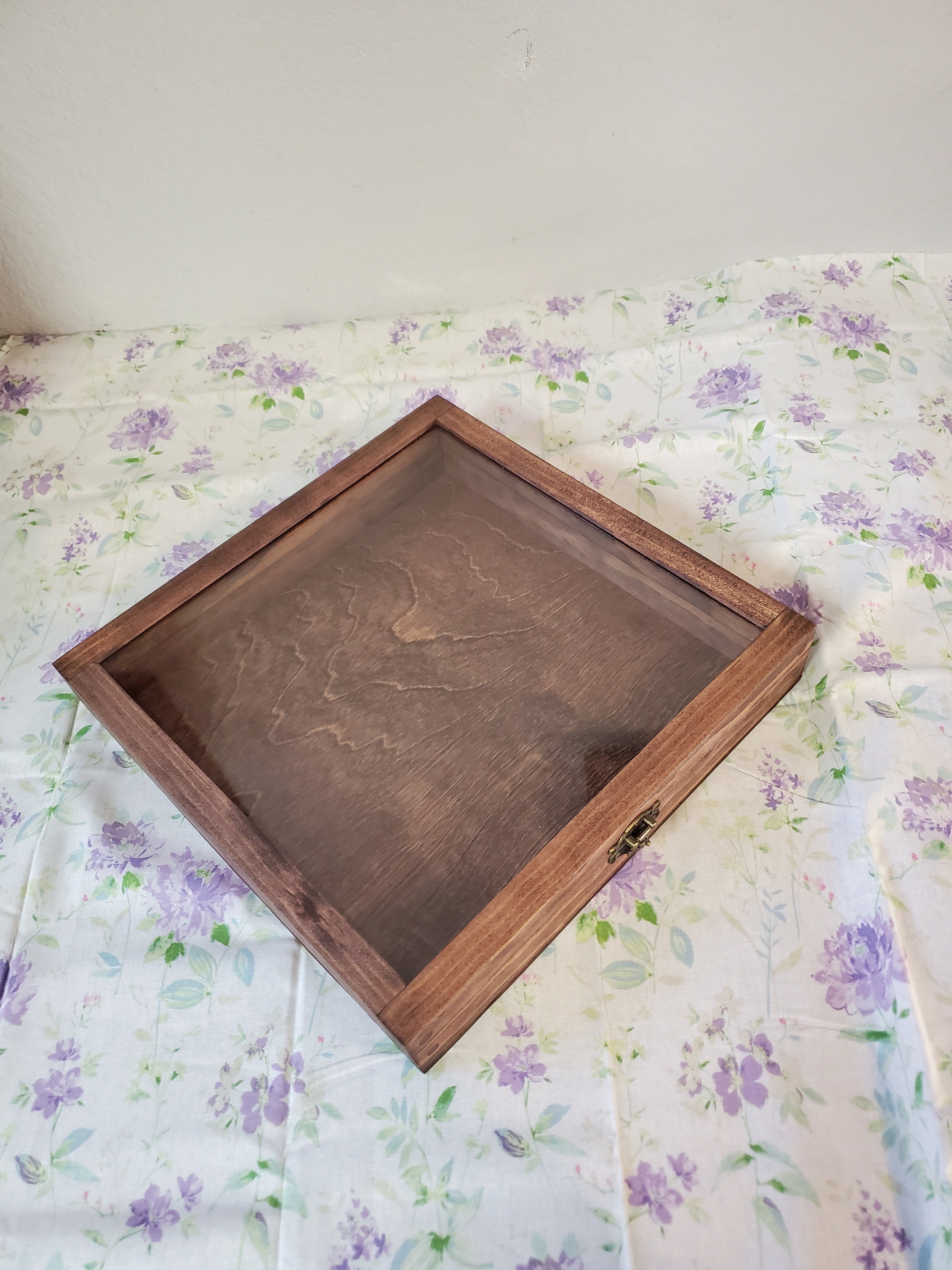 10 X 10 X 1 1/2 Wooden Shadow Box / Hinged Glass / Display Case ...