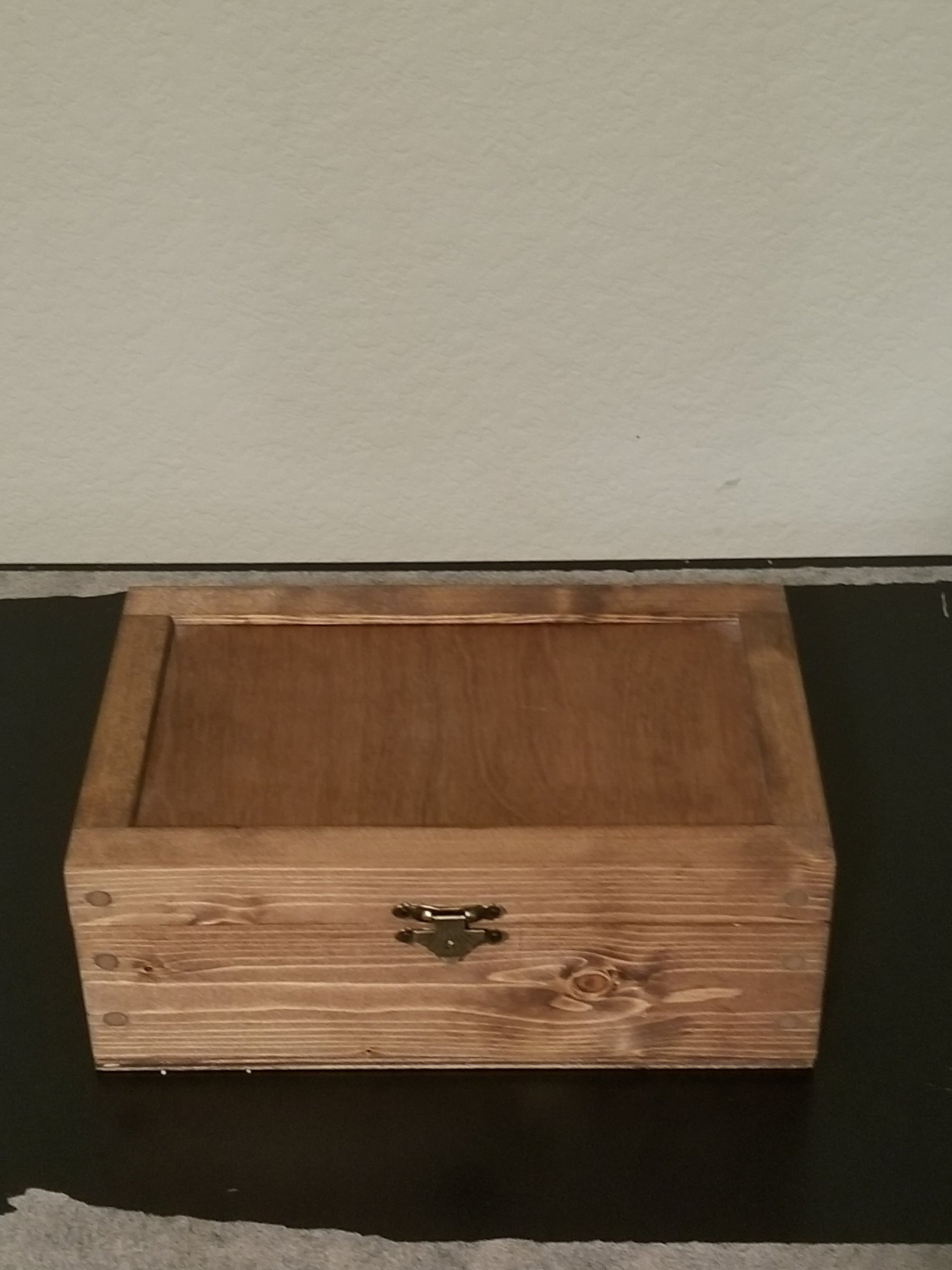 8 X 4 X 3 1/2 Wooden Shadow Box / Hinged Wood Lid / Jewelry Box ...