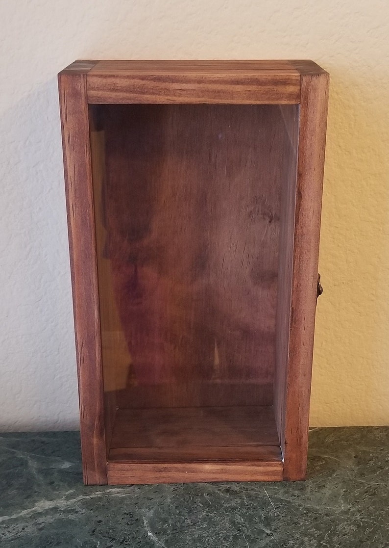 11 X 5 1/2 X 3 1/4 Wooden Shadow Box / Hinged Glass Lid / Jewelry ...