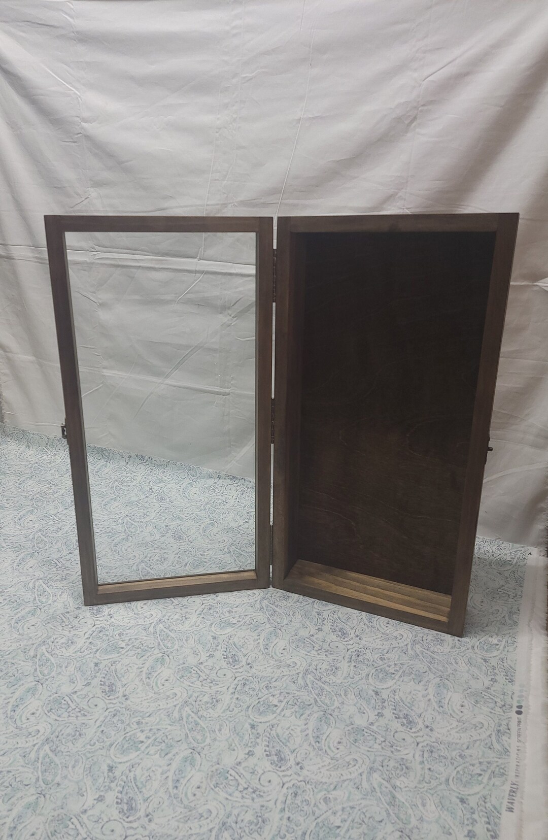 19 X 9 X 3 1/4 Wooden Shadow Box / Hinged Glass Lid / Display Case ...