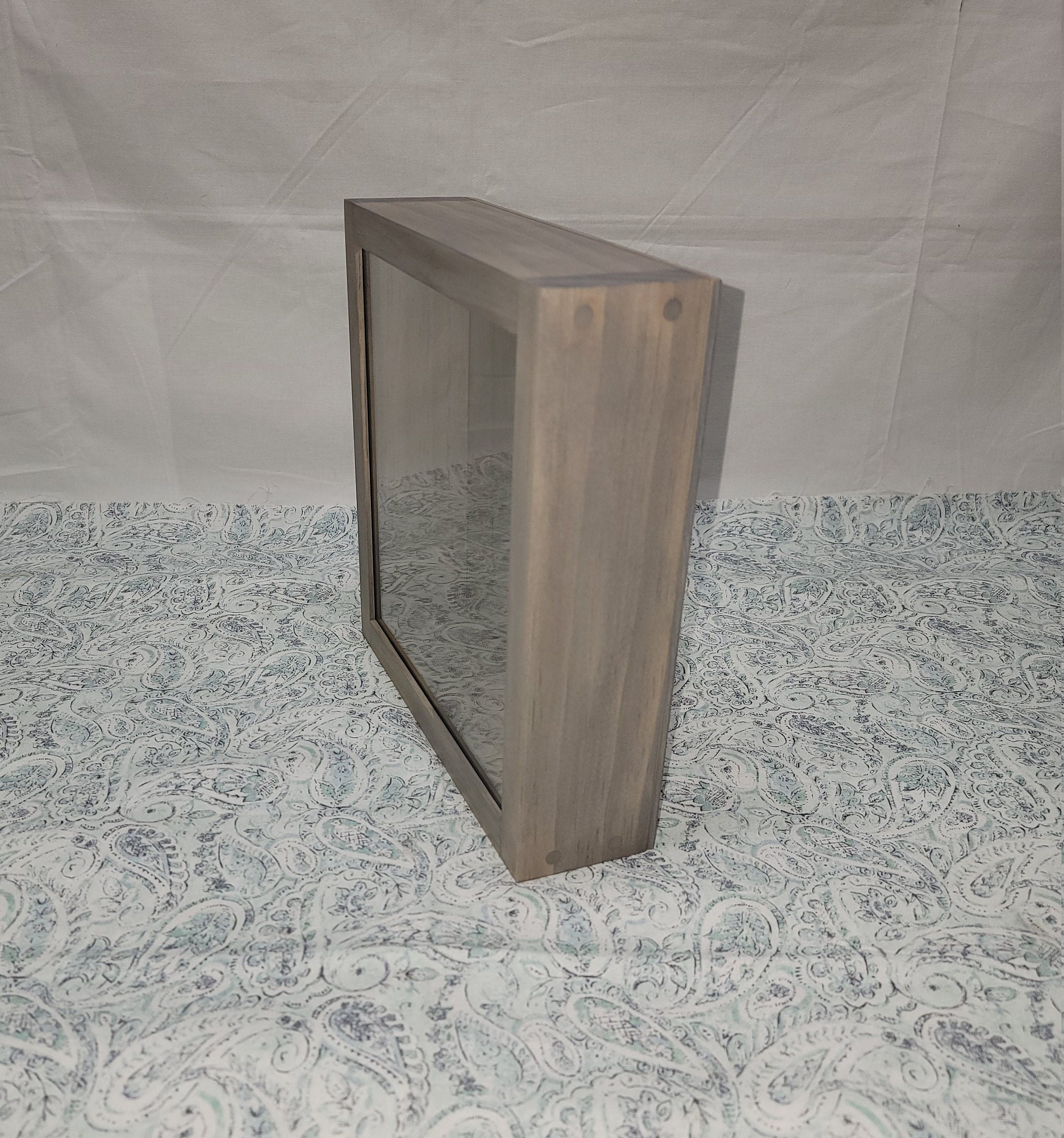 8 X 8 X 2 1/4 Wooden Shadow Box / Permanent Glass Top / NO LID ...
