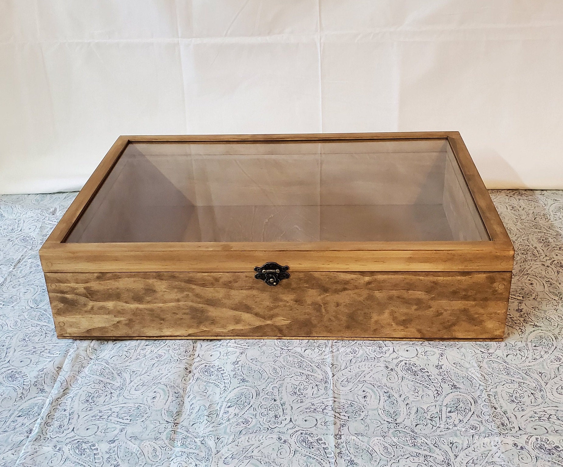 18 X 12 X 4 Wooden Shadow Box / Hinged Glass Lid / Display - Etsy