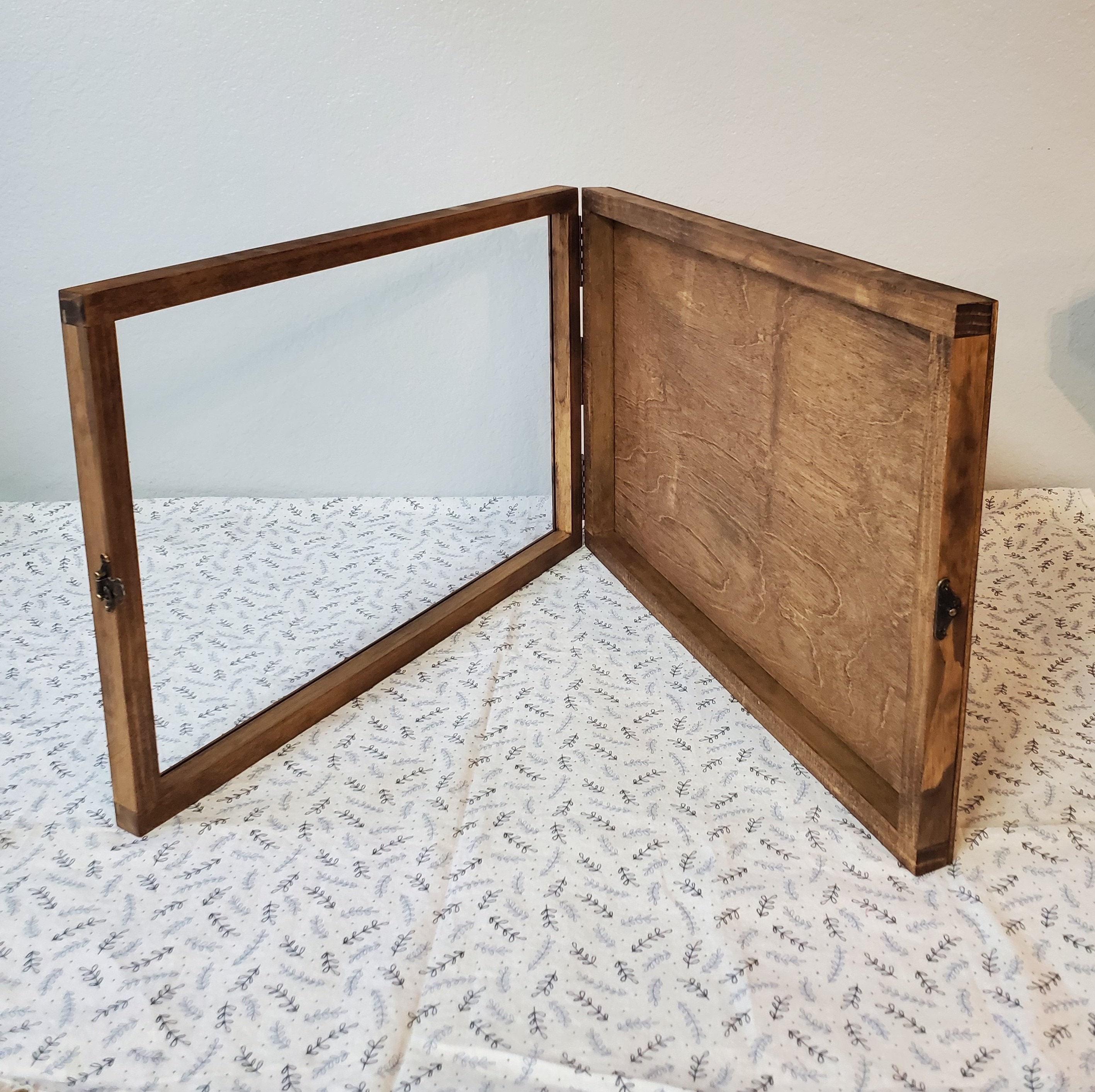 18 X 12 X 1 1/2 Wooden Shadow Box / Hinged Glass Lid / Display - Etsy