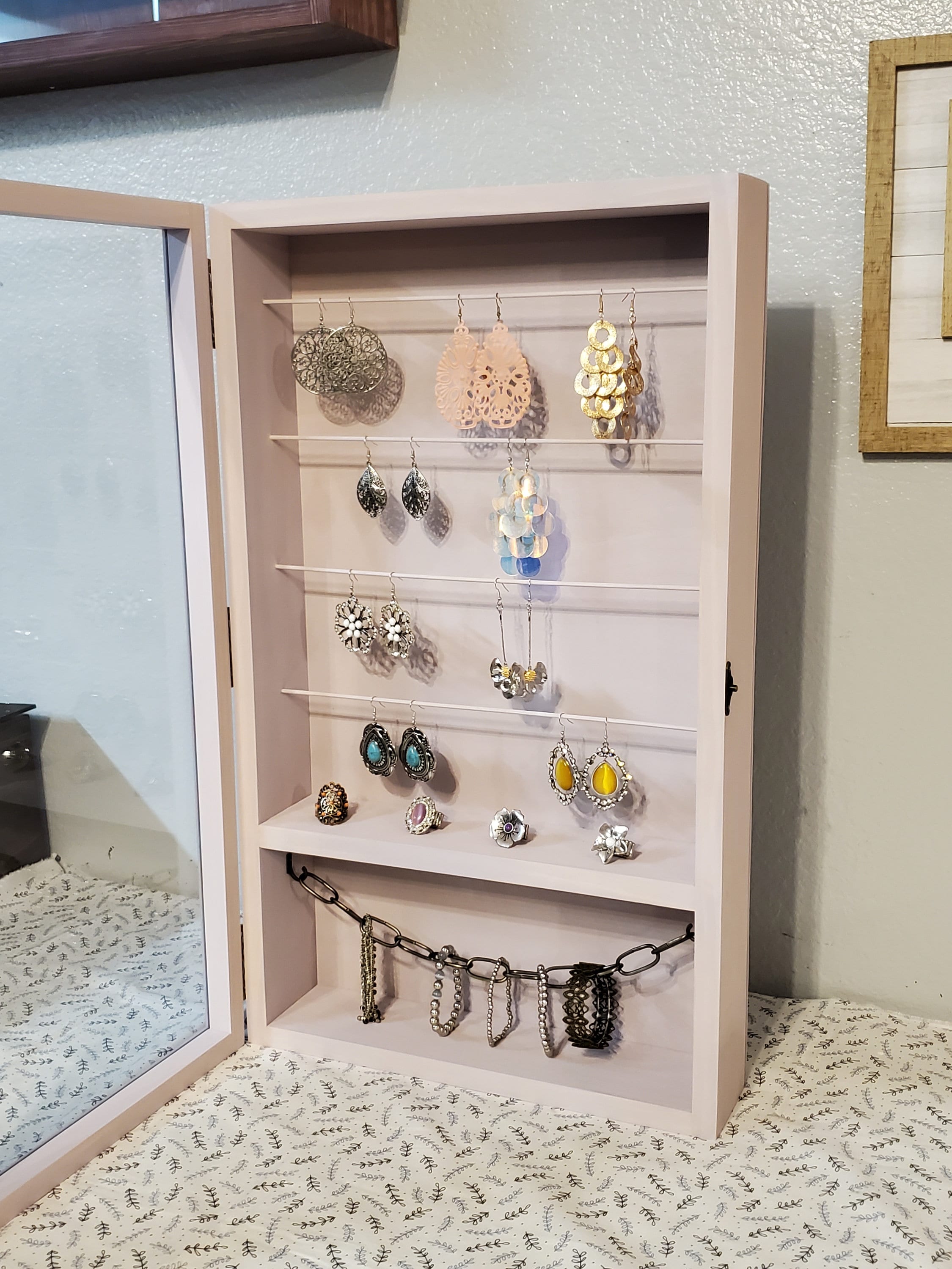 24 3/4 x 14 x 8 1/4 Wooden Shadow Box Jewelry Display Case | Etsy