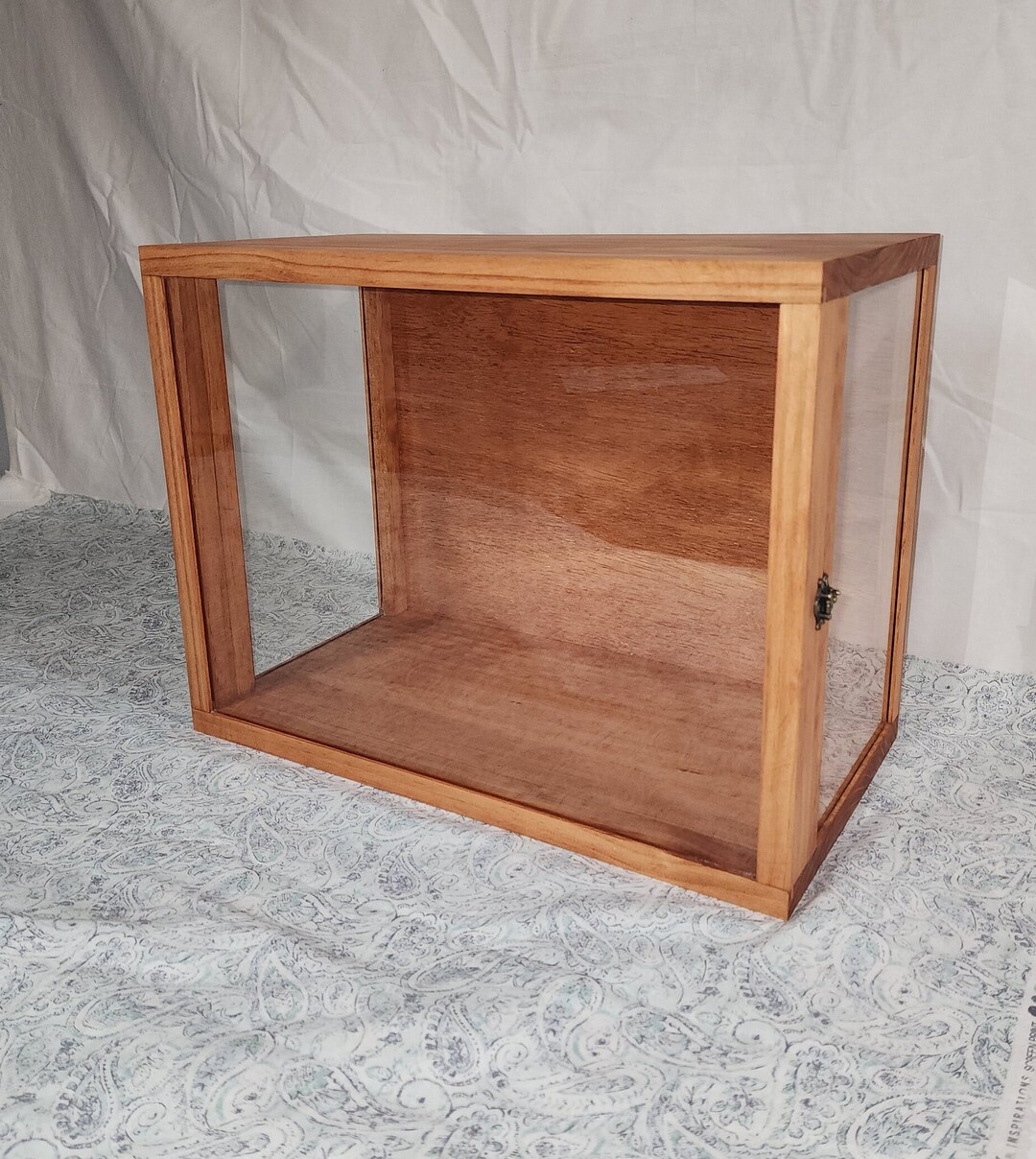 16 X 12 X 8 Wooden Shadow Box / 3 Sided Glass / Hinged Glass Lid ...