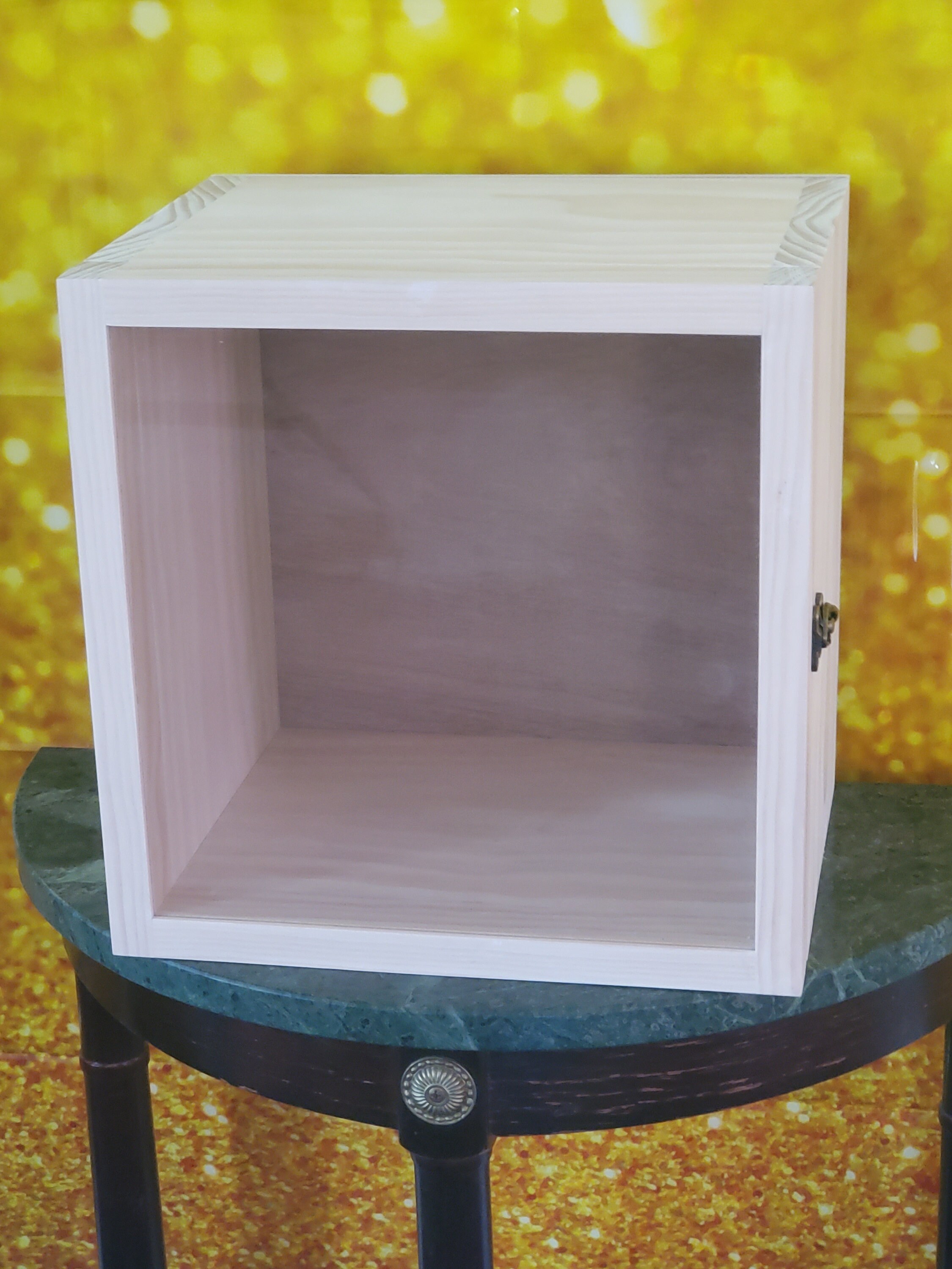 10 X 10 X 8 1/4 Wooden Shadow Box / Hinged Glass Lid / Display Case Box ...