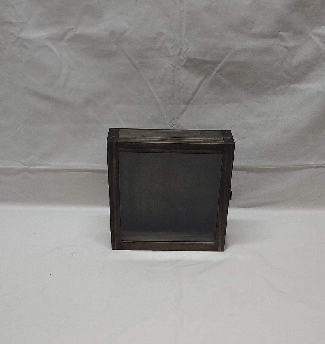 7 X 7 X 2 Wooden Shadow Box / Hinged Glass Lid / Display Case Box ...