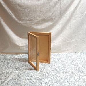 11 X 7 X 1 1/2 Wooden Shadow Box / Hinged Glass Lid / Silver Hardware ...