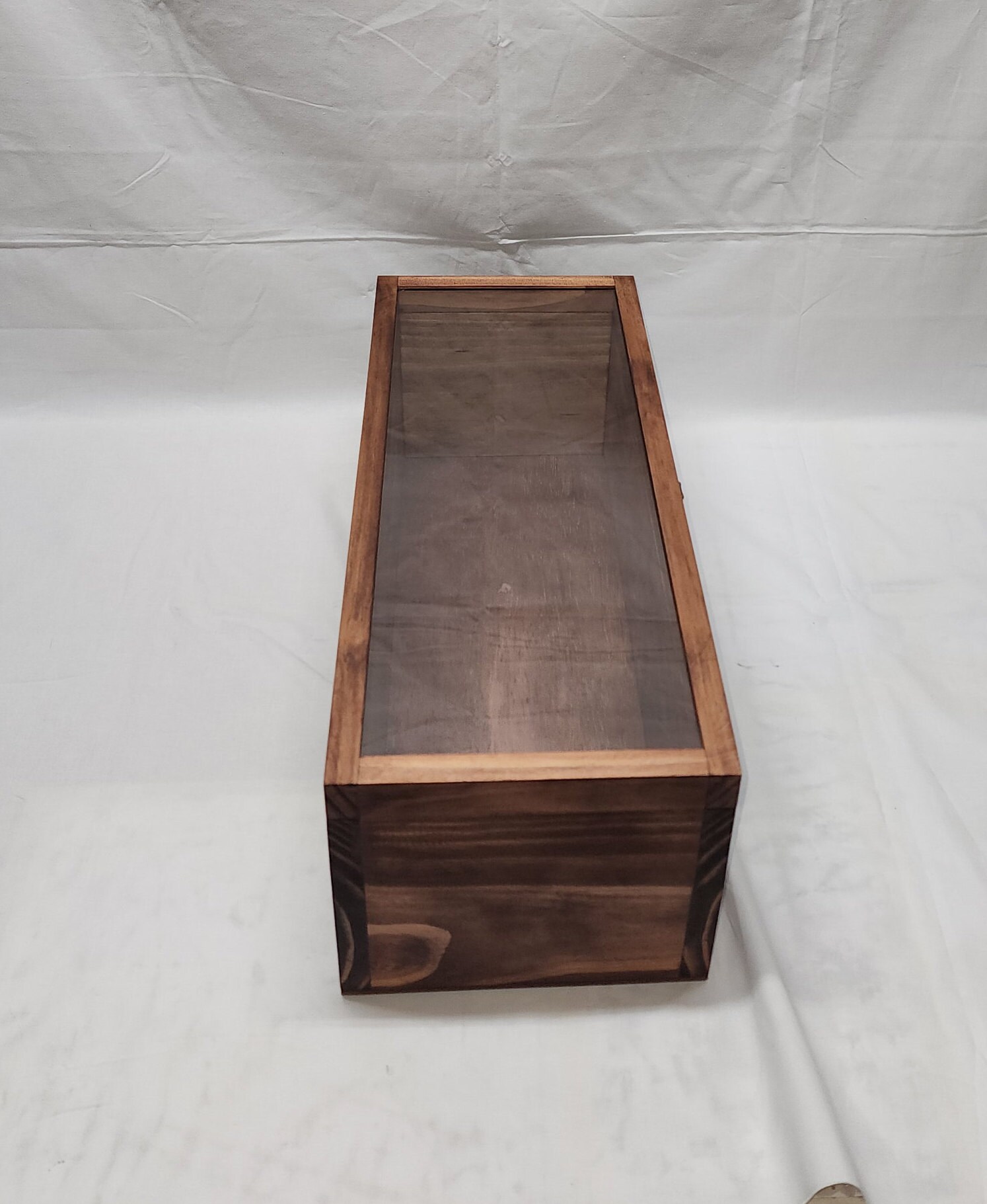 20 X 7 1/2 X 7 Wooden Shadow Box / Hinged Glass Lid / Display Case ...