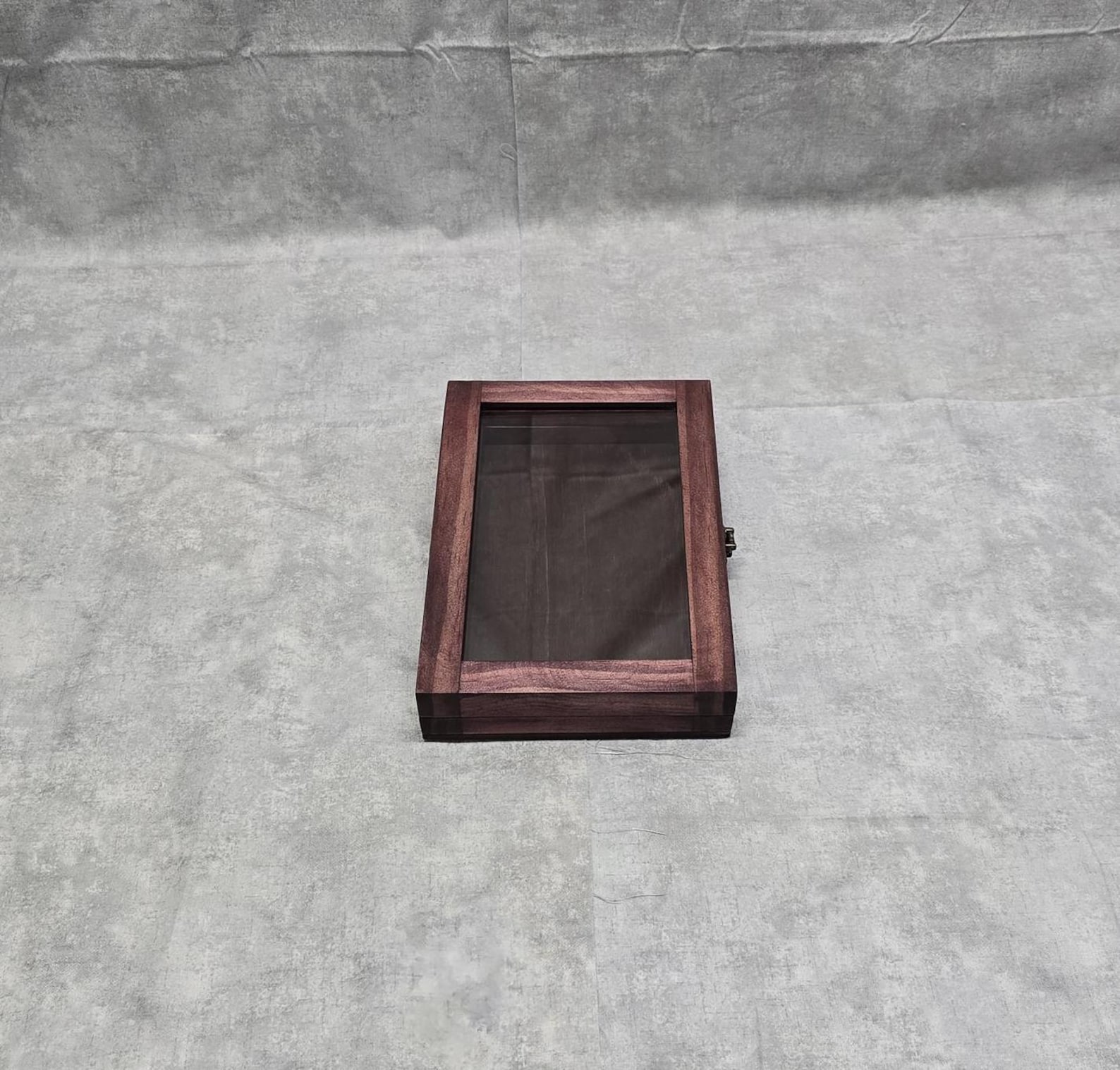 4 X 7 X 3/4 Wooden Shadow Box / Hinged Glass Lid / Display Case Box ...
