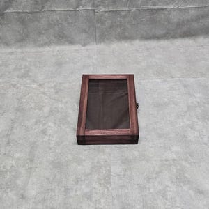 4 X 7 X 3/4 Wooden Shadow Box / Hinged Glass Lid / Display Case Box ...