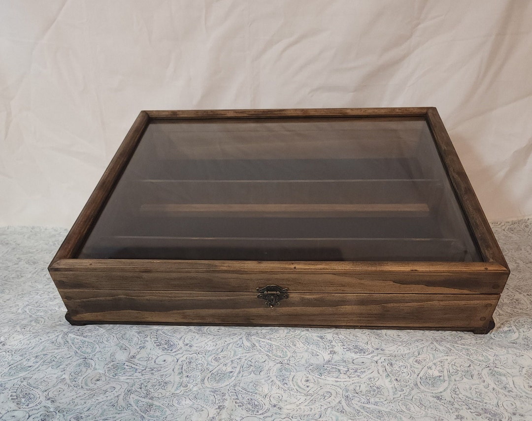 18 1/2 X 15 1/2 X 2 3/4 Wooden Shadow Box / Hinged Glass Lid / Deep ...