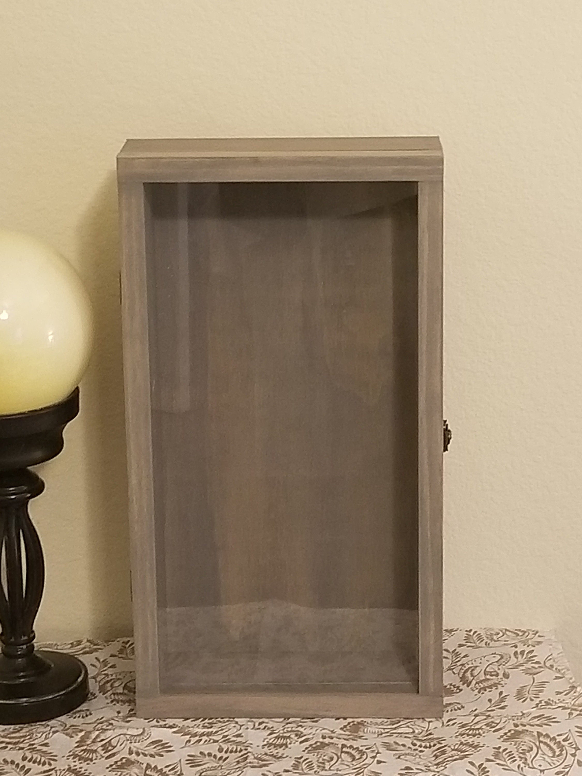 16 X 8 X 3 1/4 Wooden Shadow Box / Hinged Glass Lid / Display Case Box ...
