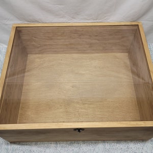 23 X 18 X 9 Wooden Shadow Box / Hinged Glass Lid / Display Case Box ...