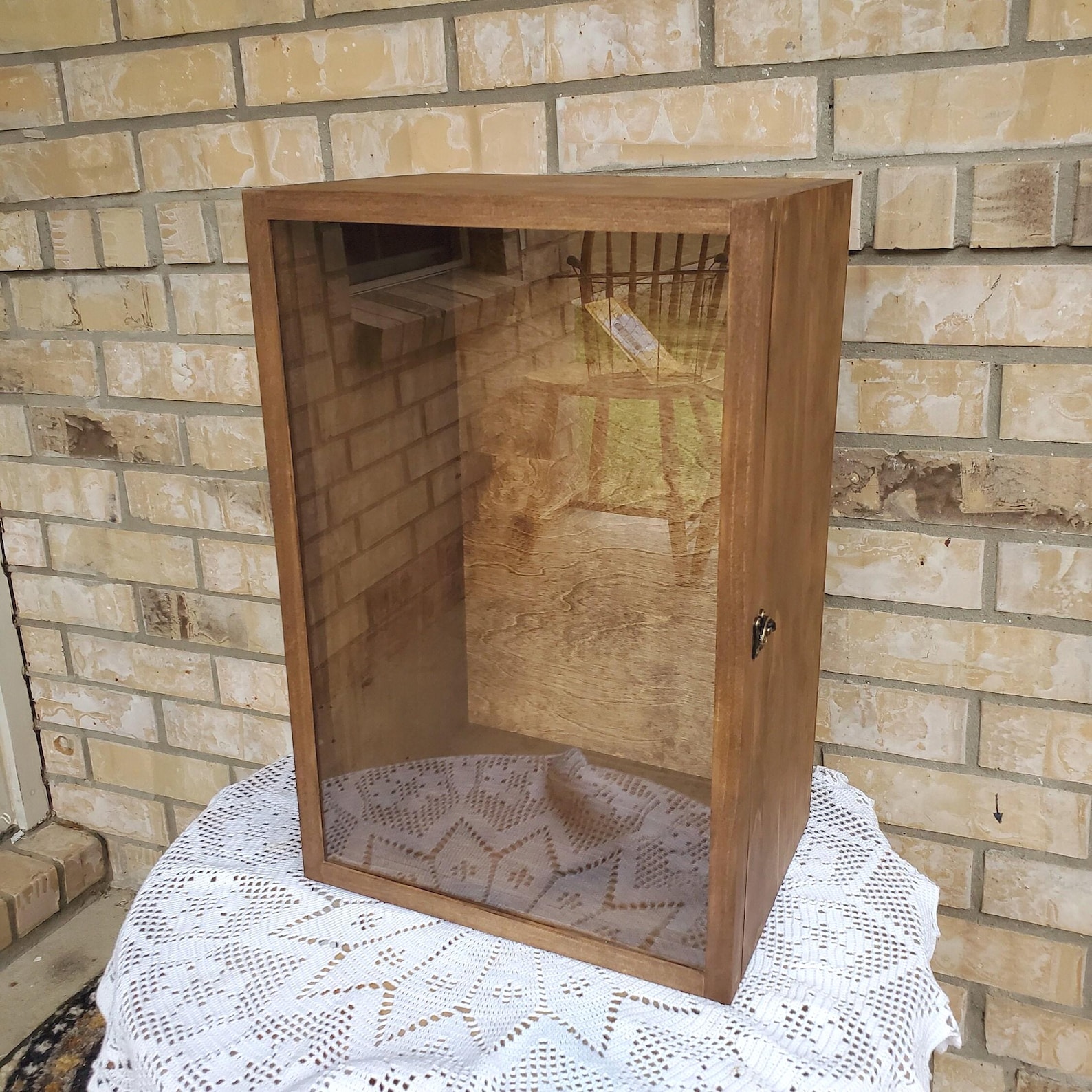 19 X 12 X 9 Wooden Shadow Box / Hinged Glass Lid / Large Display Case ...