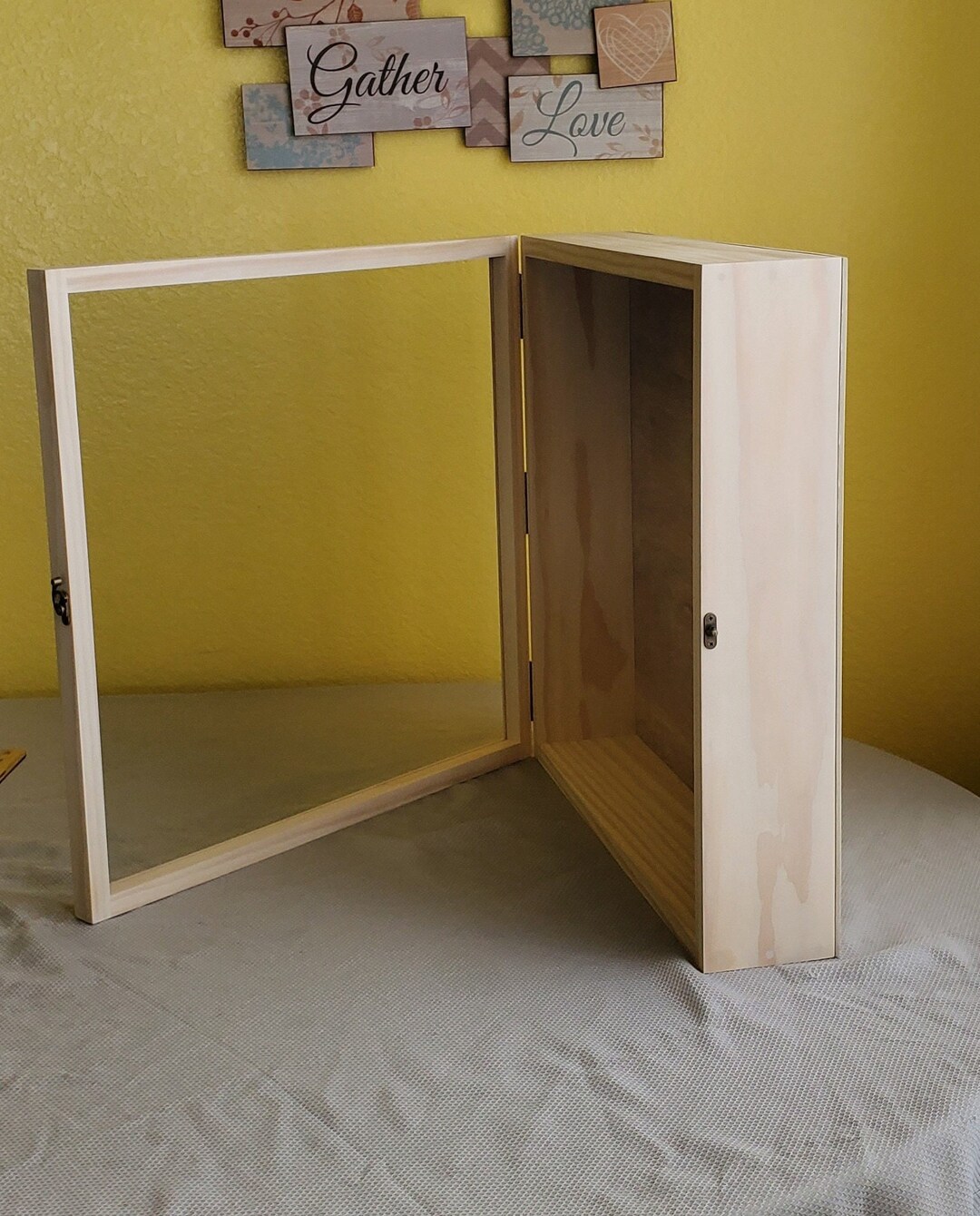 20 X 20 X 5 Wooden Shadow Box / Hinged Glass Lid / Display Case / Large ...