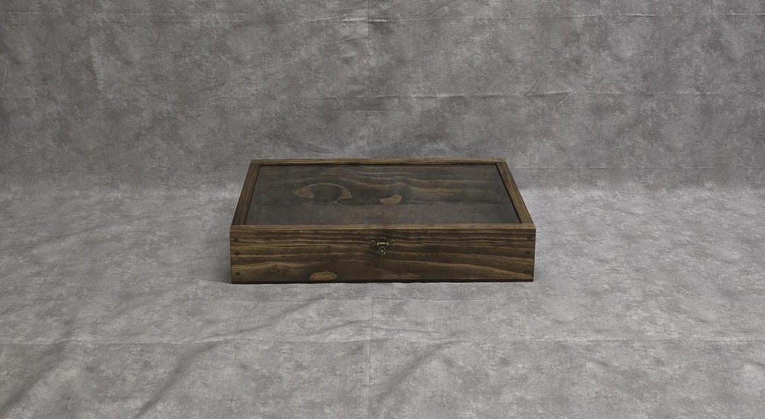 17 X 10 X 3 Wooden Shadow Box / Hinged Glass Lid / Display Case ...