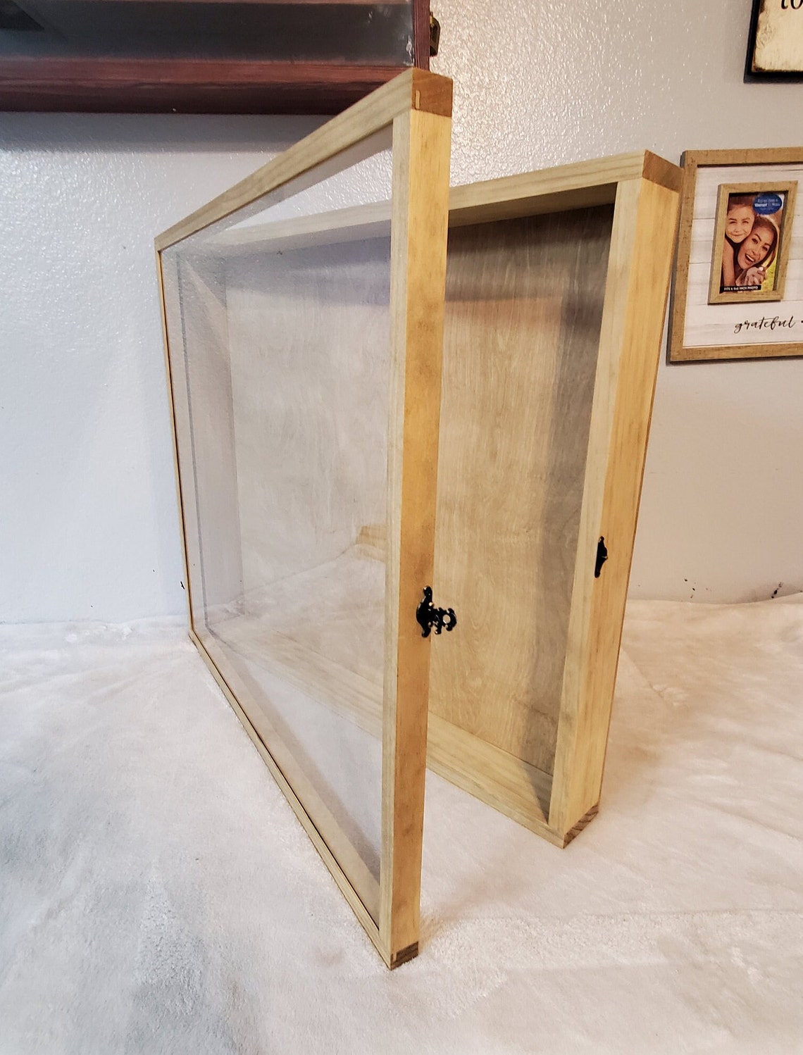 26 X 20 X 4 Wooden Shadow Box / Hinged Glass Lid / Display | Etsy