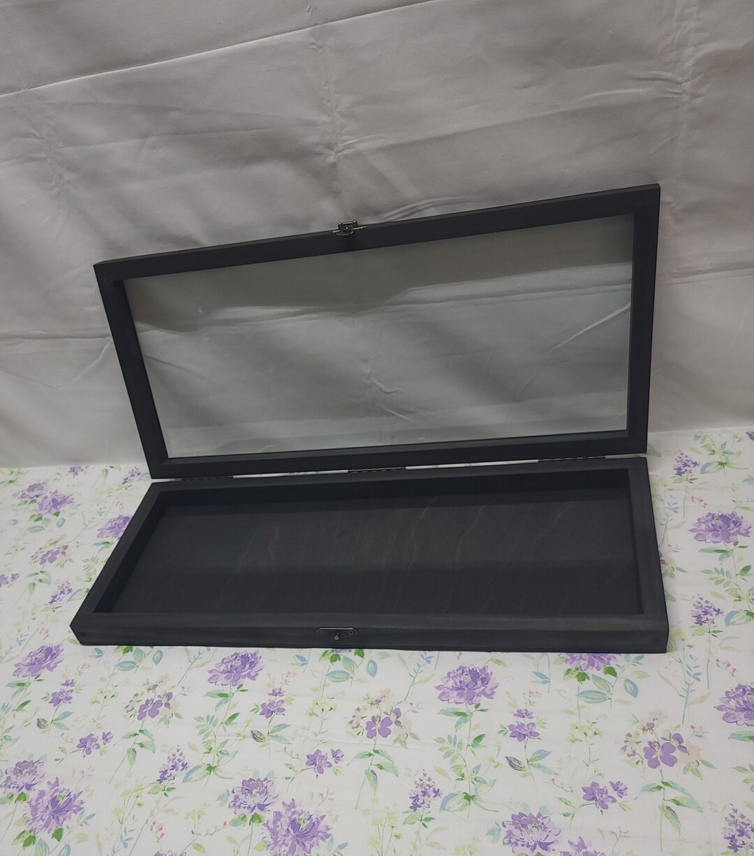 20 X 8 X 1 1/2 Wooden Shadow Box / Hinged Glass Lid / Display Case Box ...