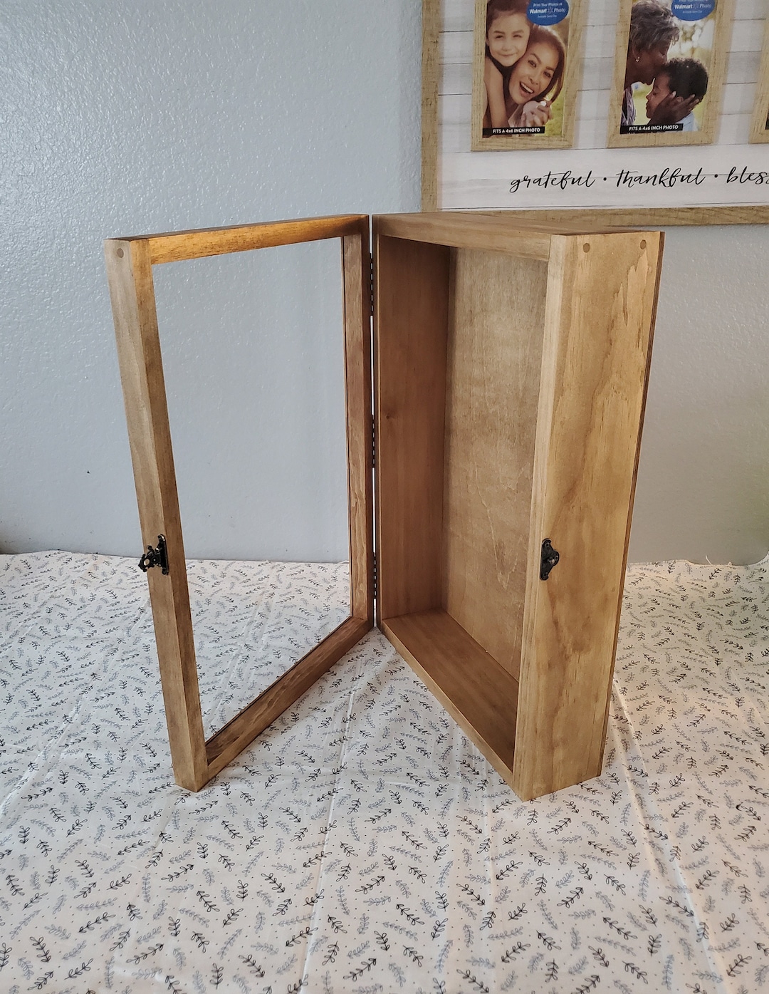 18 X 12 X 4 Wooden Shadow Box / Hinged Glass Lid / Display Case / Large ...