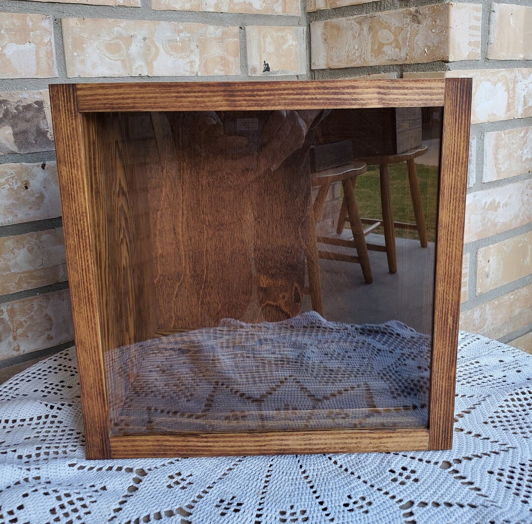 10 X 10 X 8 1/4 Wooden Shadow Box / Hinged Glass Lid / Display - Etsy