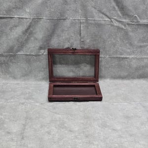 4 X 7 X 3/4 Wooden Shadow Box / Hinged Glass Lid / Display Case Box ...