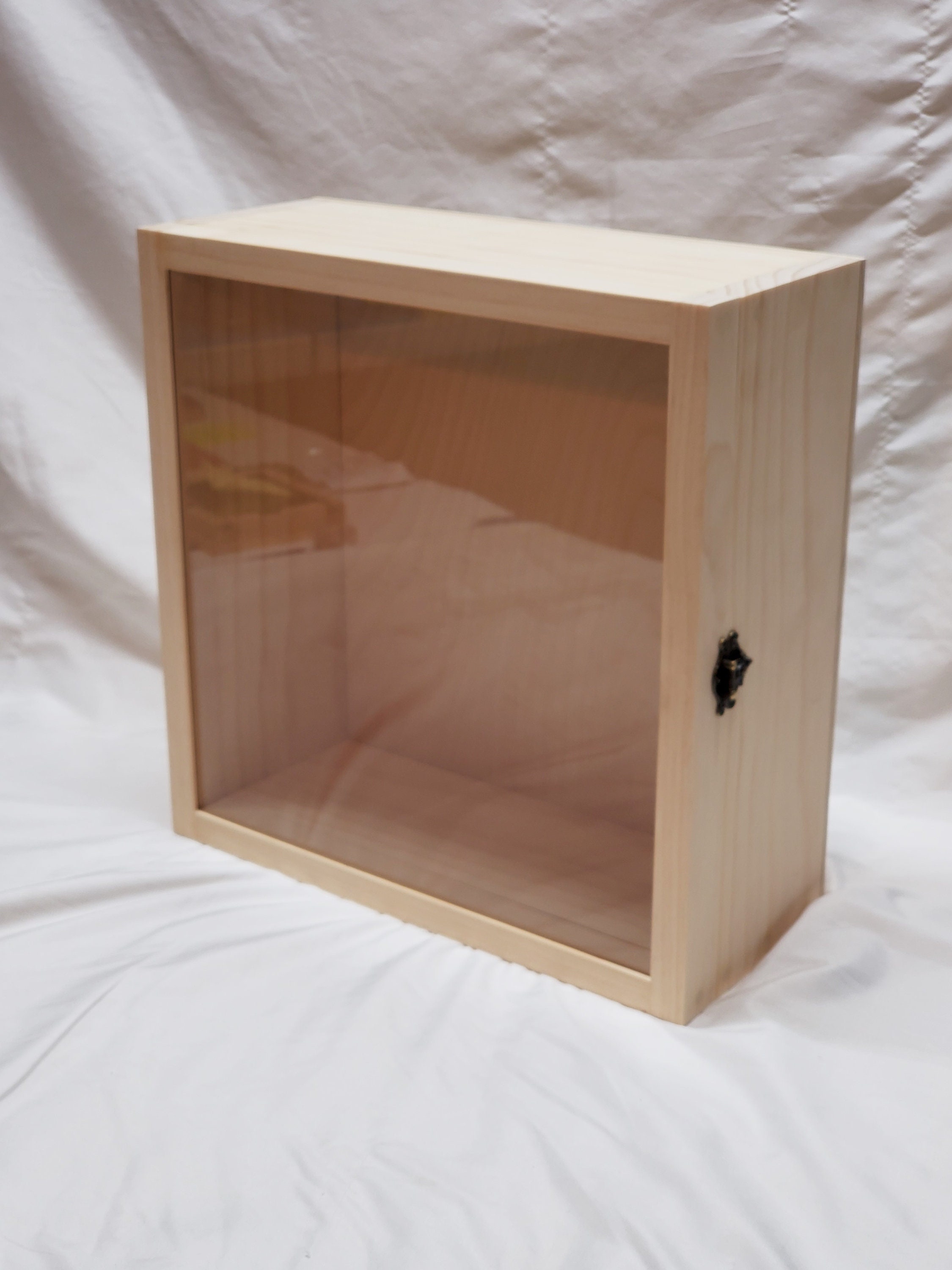 12 X 12 X 5 Wooden Shadow Box / Hinged Glass Lid / Display Case Box ...