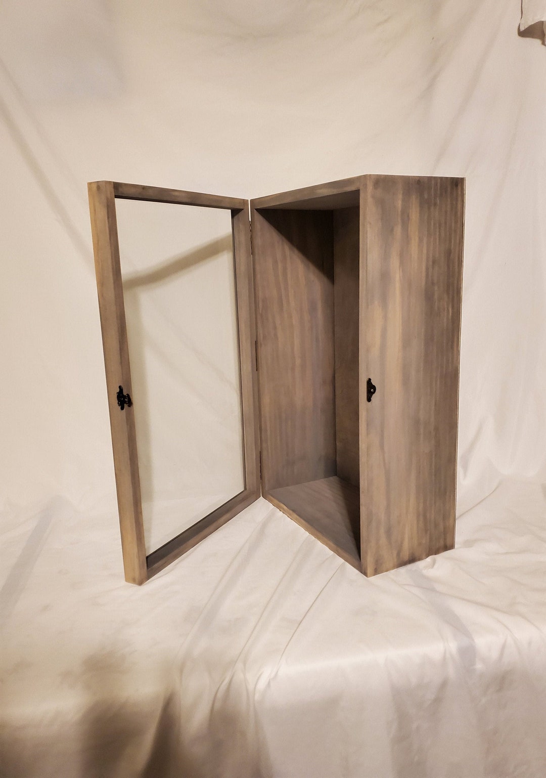23 X 14 X 8 1/4 Wooden Shadow Box / Hinged Glass Lid / Large Display ...